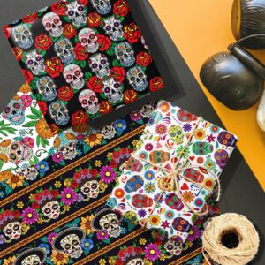 YVAINE ​​​​​​12 Sheets Day of the Dead Wrapping Paper Mexican Sugar Skull Wrapping Paper Folded Flat Art Paper for Dia De Los Muertos Halloween Birthday Party, ​​​​20 x 27 Inches