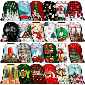 boao 24 pcs christmas gift bags christmas drawstring gift bags holiday drawstring bags for xmas holiday presents party favor wrapping decorations supplies