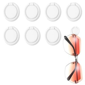 8 Pack Sunglasses Organizer Wall Mounted Sunglasses Holder Hanging Adhesive Sunglass Holder for Wall Round Hanging Eyeglass Holder Wall Hanging Glasses Organizer for Eyeglass Sunglasses Display(White)