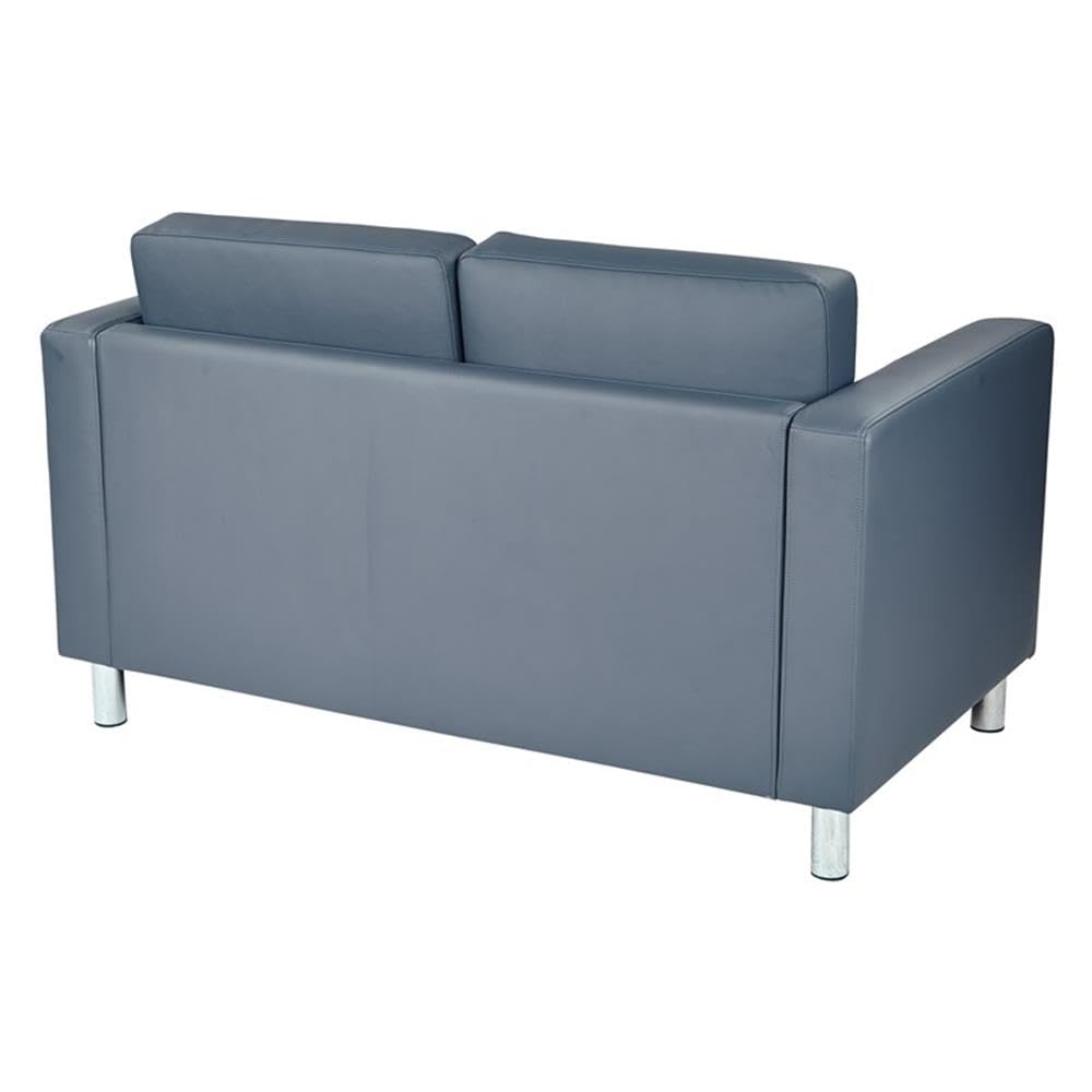 Pemberly Row Modern/Contemporary Loveseat in Blue Faux Leather