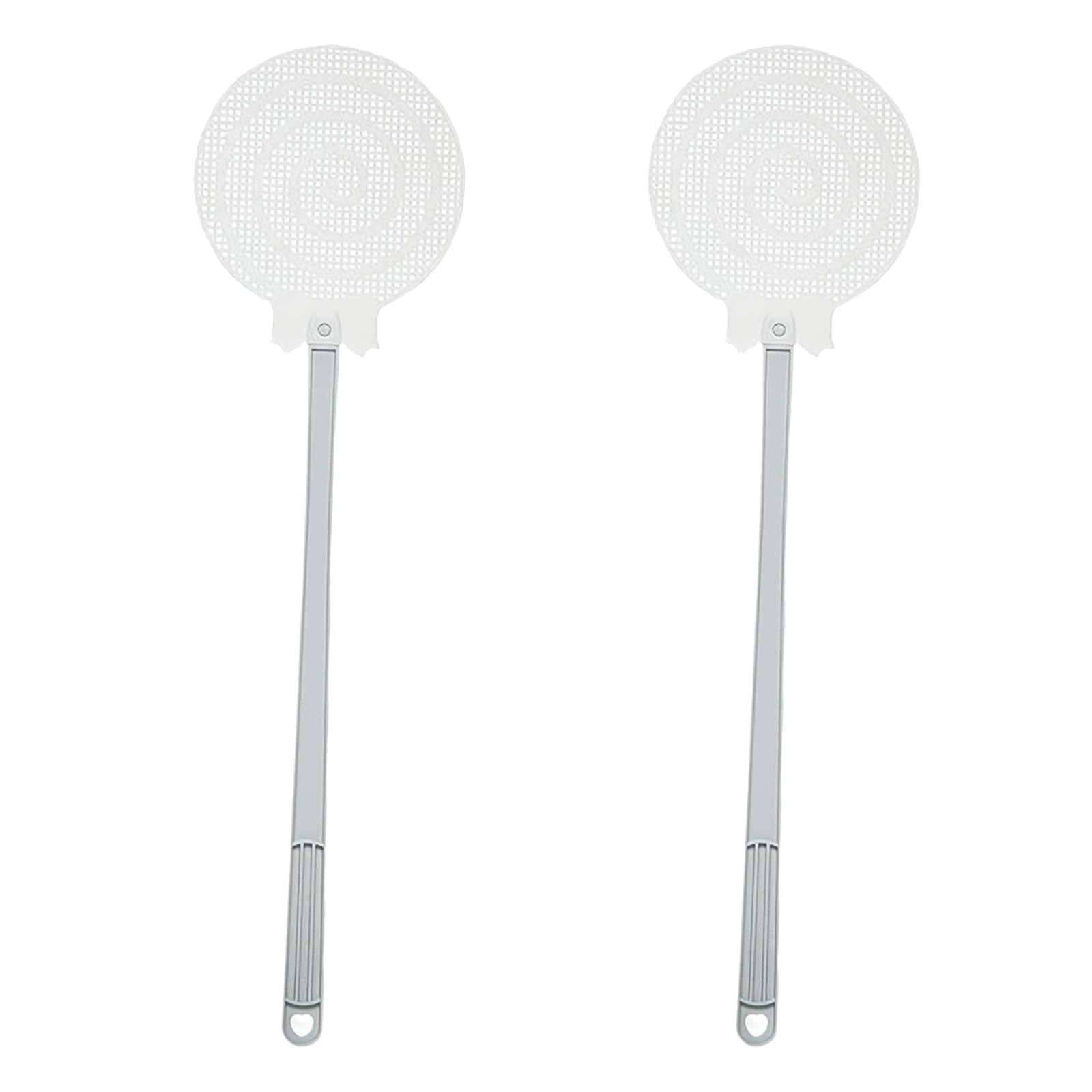 Generic Fly Swatter, 2 Pack Plastic Heavy Duty Manual Fly Swatter Set, Long Handle Flyswatter, Large Bug Swatters That Work for Indoor and Outdoor (White)