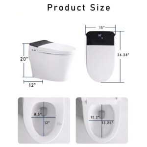 WinZo Elongated Smart Toilet With Bidet Built In, Auto Flush/Foot Sensor,Heated Seat, Warm Water & Dry Air,Self Cleaning Powerful Flush 1.28 GPF For Modern Bathroom