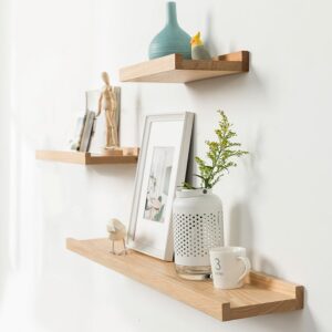 Rsuwiz Walnut Floating Shelves for Wall 16 inches Natural Wood Wall Shelves Nursery Bookshelf, Picture Ledge Floating Display Shelf for Bedroom Living Room Decor Photo Frames