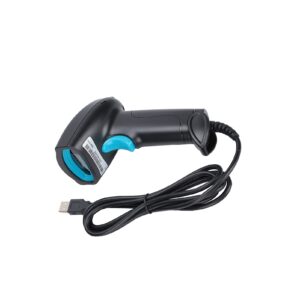 handheld barcode scanner 360° portable barcode reader qr code reader for paper barcodes, lcd display barcodes, suitable for warehouse, store (black blue)