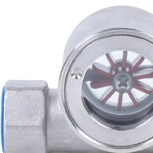 TFCFL 3/4" NPT Stainless Steel 304 Sight Water Flow Indicator with Plastic Impeller 362Psi 2.5MPa, Flowmeters Pipe Accessories