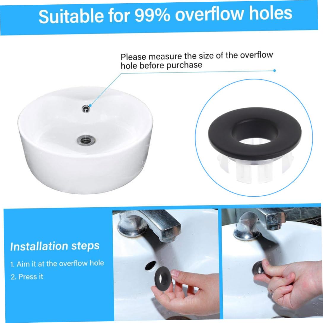 Veesper Sink Overflow Cover, Sink Bath Overflow Cover, Insert Cover Bathroom Basin Trim Round Overflow Sink Overflow Ring Sink Hole Cover Overflow Sink Hole Cover.