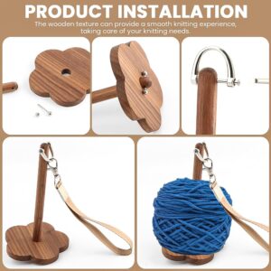 Yarn Holder, Portable Wrist Yarn Ball Minder Stand with Wristband and Crossbody Strap, Wooden Yarn Storage Organizer Yarn Spinner Knitting Supplies Prevent Yarn Tangling for Craft Lover