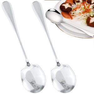 2 pack large stainless steel soup spoons, square head spoons, large serving tablespoons, flat square spoon long handle big soup spoon for restaurant tableware kitchen gadgets cooking utensils