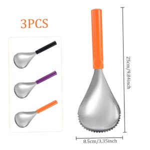 Pumpkin Scooper 3PCS 9.8x3.4 Inch Stainless Steel Pumpkin Scoop Manual Pumpkin Carving Scoop with Non Slip Handle Vegetable Scooper Tool for Kitchen.