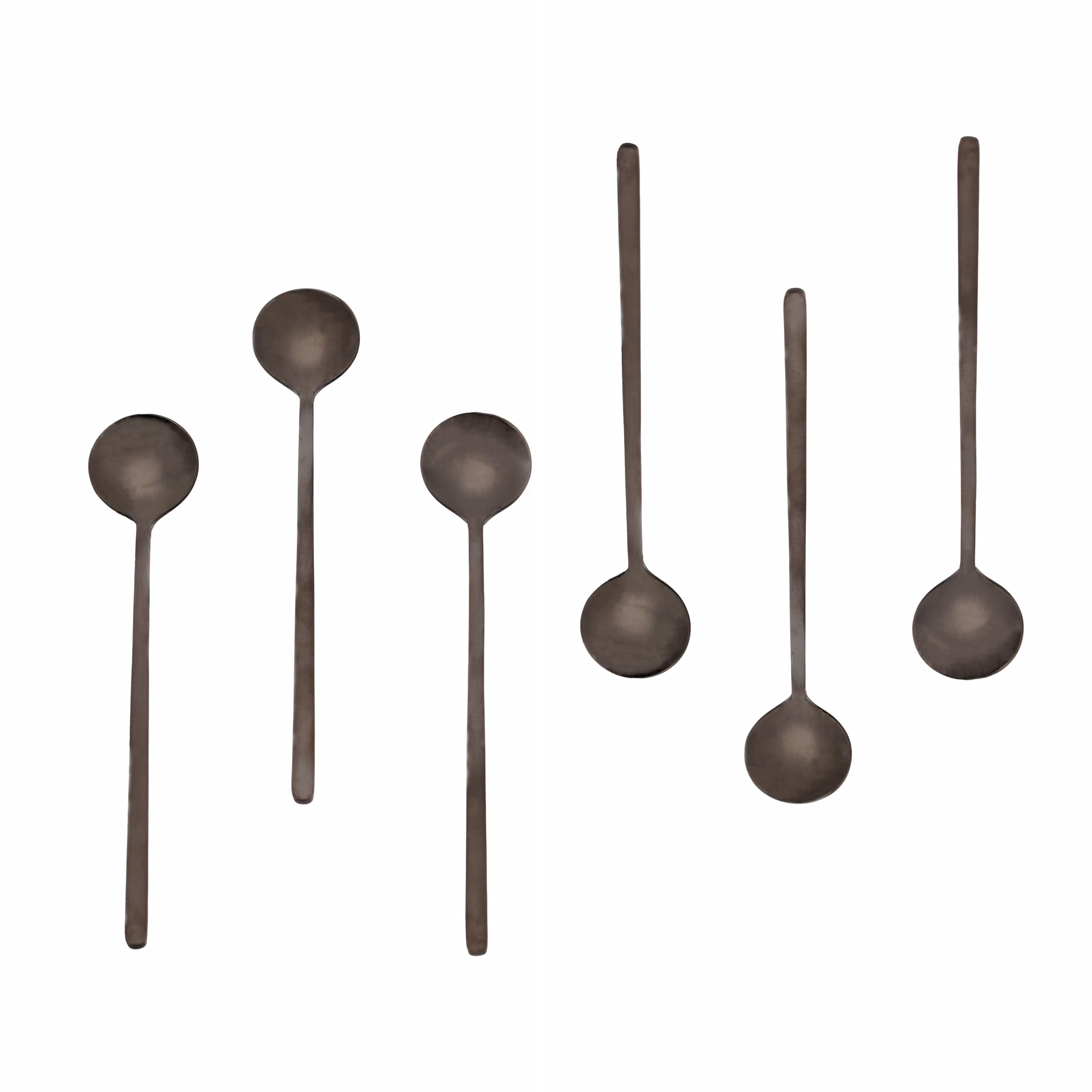 Spoons set 6pcs stainless black spoon, use for coffee mixing, tea, dessert cake ice cream spoon, ice tea, espresso, cocktail mixing spoon, home dinner, set of 6, 6.7-inch