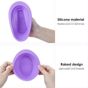 SHIDOW Portable Folding Brush Bowl, Silicone Brush Bowl Clean Watercolor Painting Water Cup for Acrylic Oil Painting (Purple, Green, Grey 3 pcs)