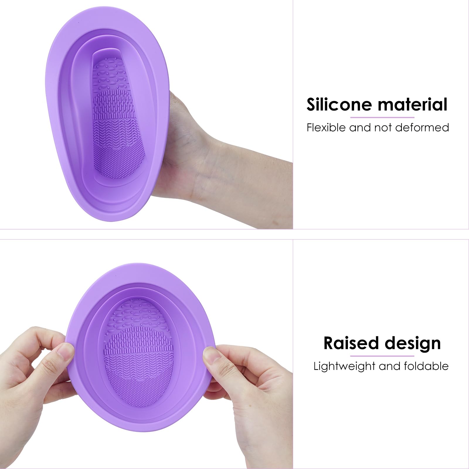 SHIDOW Portable Folding Brush Bowl, Silicone Brush Bowl Clean Watercolor Painting Water Cup for Acrylic Oil Painting (Purple, Green, Grey 3 pcs)