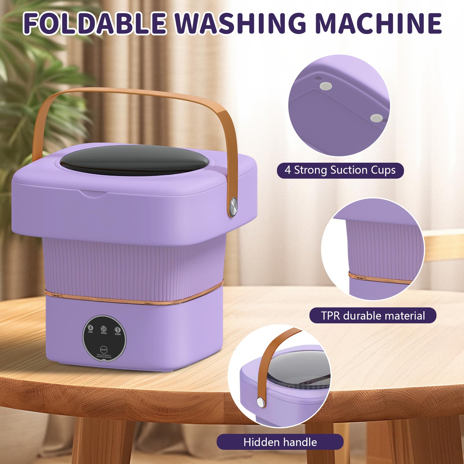 Small Portable Washing Machine, Mini Foldable Washer 4.5L High Capacity with 3 Modes Cleaning for Underwear, Baby Clothes, or Pet Clothes, for Apartment, Travel, Camping, RV, Dorm