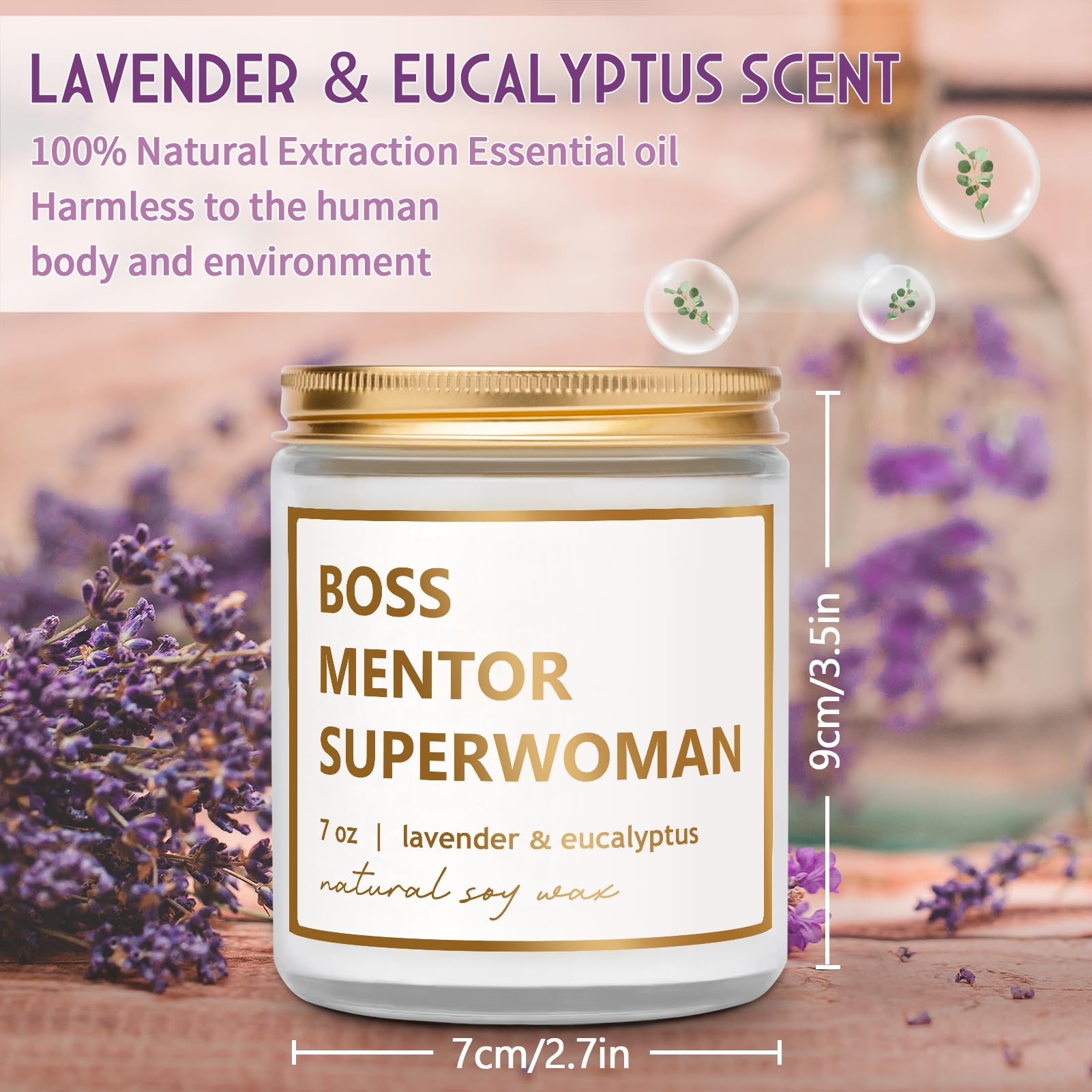 Boss Day Gifts for Women, Best Boss Lady Gifts for Women - Lavender Scented Candle, Boss Retirement Gifts, Christmas Farewell Retirement Gifts for Boss Women