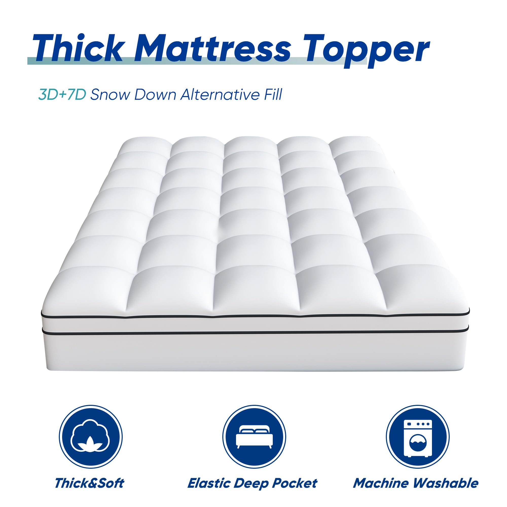 Memory Foam Mattress Topper King 4 Inch, Dual Layer 2 Inch Gel Memory Foam Plus 2 Inch Cooling Pillow Top Mattress Pad with 8-21 Inch Deep Pocket, Comfort Support for Back Pain