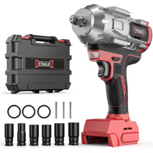 cordless impact wrench 1/2 inch for milwaukee m18 battery, 900ft-lbs(1200n.m) brushless electric impact gun for car home, high torque power impact driver with 6pcs sockets & storage case (no battery)