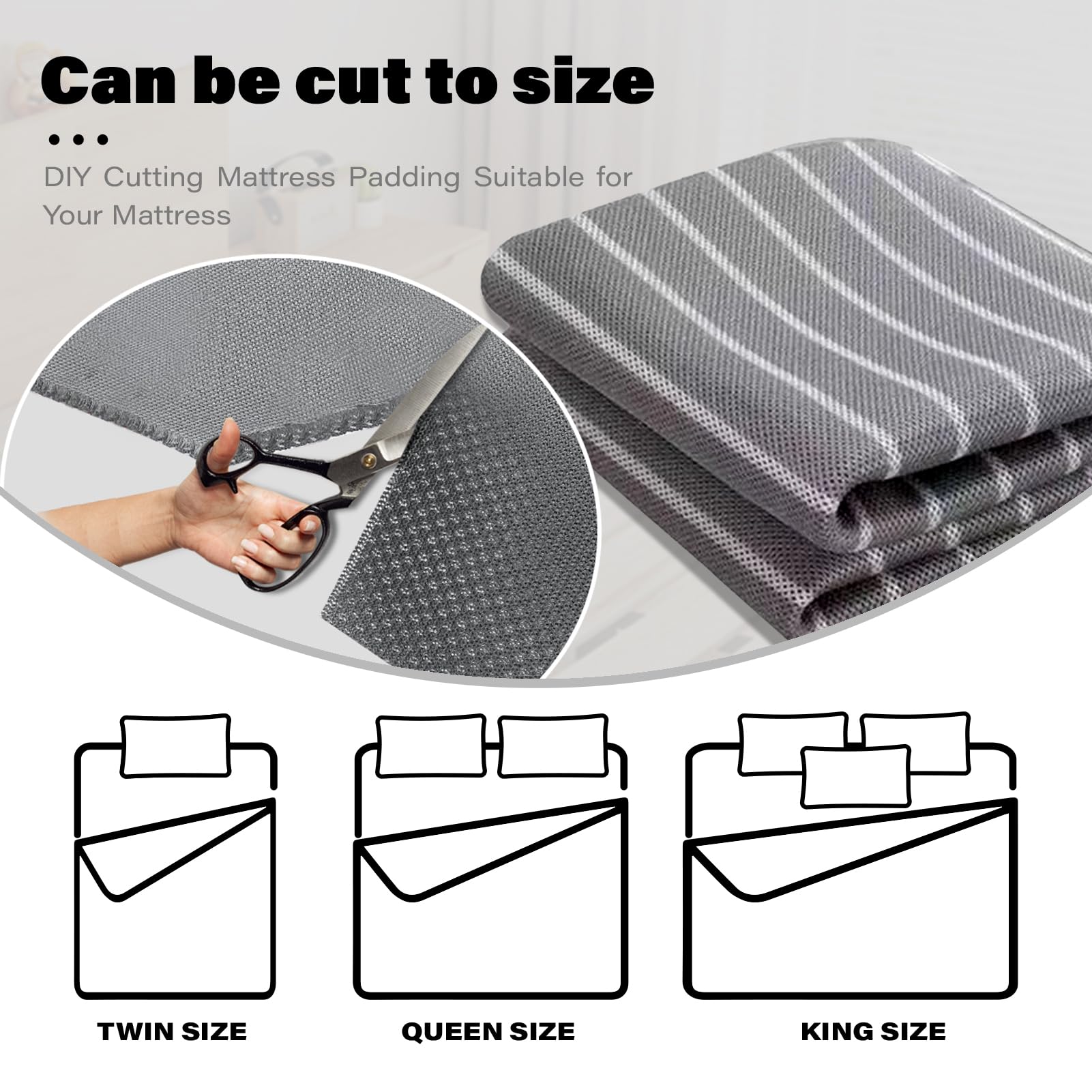 Mattress Underlay Under Mattress Pad with Breathable Meshfiber Cuttable Under Mattress Ventilation Aire-Flow Mattress Underlay for RV Bed Camper Boat （118.1 * 39.3in）