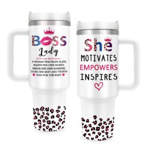 boss day gifts for her - boss gifts for women - boss lady gifts tumbler, gifts for boss woman, boss birthday gifts for women, boss gifts for christmas, boss tumbler cup (40 oz，with lid and straw)