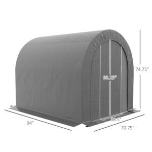 Outsunny 6' x 8' Garden Storage Tent with Galvanized Metal Frame, Waterproof Portable Shed, Heavy Duty Outdoor Shed for Bike, Motorcycle, Garden Tools - Gray