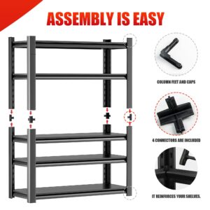 OLLRRACT Storage Shelves Garage Shelving Heavy Duty - 72''H Garage Shelves Adjustable 5 Tier Metal Shelving Unit Storage Rack Shelving Industrial Utility Shelf 16" D x36 W x72 H（2 Pieces）