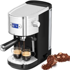 zafro espresso machine 20 bar, professional espresso maker with milk frothing steam wand, compact coffee machine with 45oz removable water tank for cappuccino, latte, gift, black