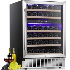 antarctic star 24" wine cooler beverage refrigerator,under counter beer mini fridge built-in freestanding stainless steel dual-layer digital temperature control glass door