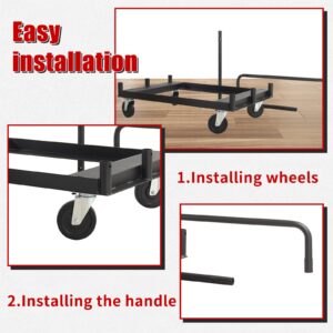 ROREP Dolly Cart with Wheels, Drywall Cart with 1500 lbs Capacity, Flatbed Cart with 4 Braking Casters, Push Cart Dolly for use in Garages, Homes, Warehouses, Black