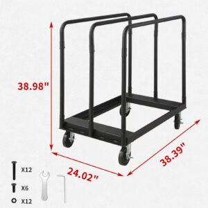 ROREP Dolly Cart with Wheels, Drywall Cart with 1500 lbs Capacity, Flatbed Cart with 4 Braking Casters, Push Cart Dolly for use in Garages, Homes, Warehouses, Black