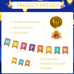 Rakuto Happy Diwali Party Decorations - 12PCS Happy Diwali Banner Hanging Swirls Deepavali Party Hanging Decor for Indian Deepavali Diwali Festival of Lights Rangoli Diya Theme Party Supplies