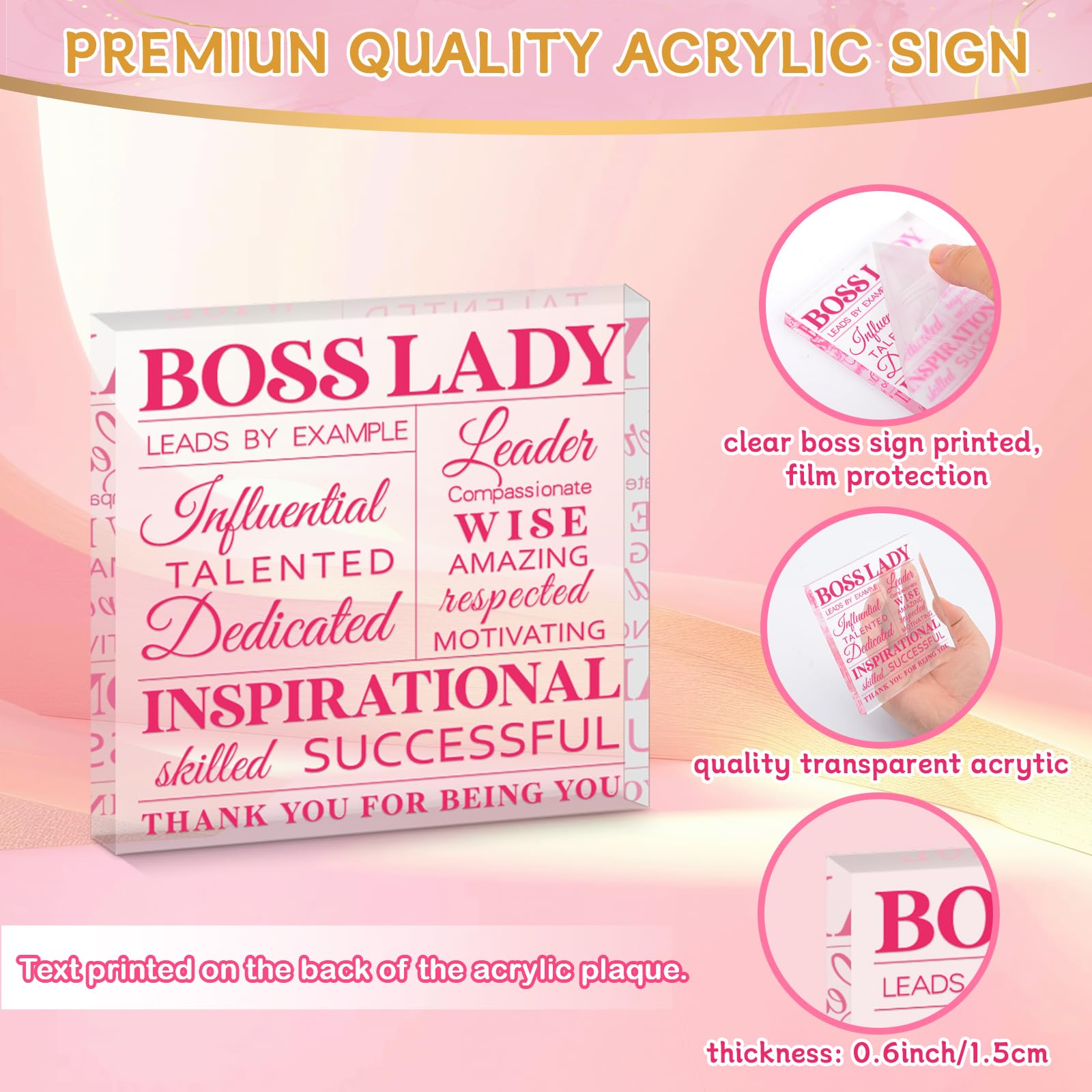 Boss Lady Gifts For Women, Thank You Gifts for Her, Boss Appreciation Gifts for Leader, Thanksgiving Christmas Gifts For Mom Birthday Present Boss Coffee Mug Acrylic Sign Notebook Ballpoint Pen Candle