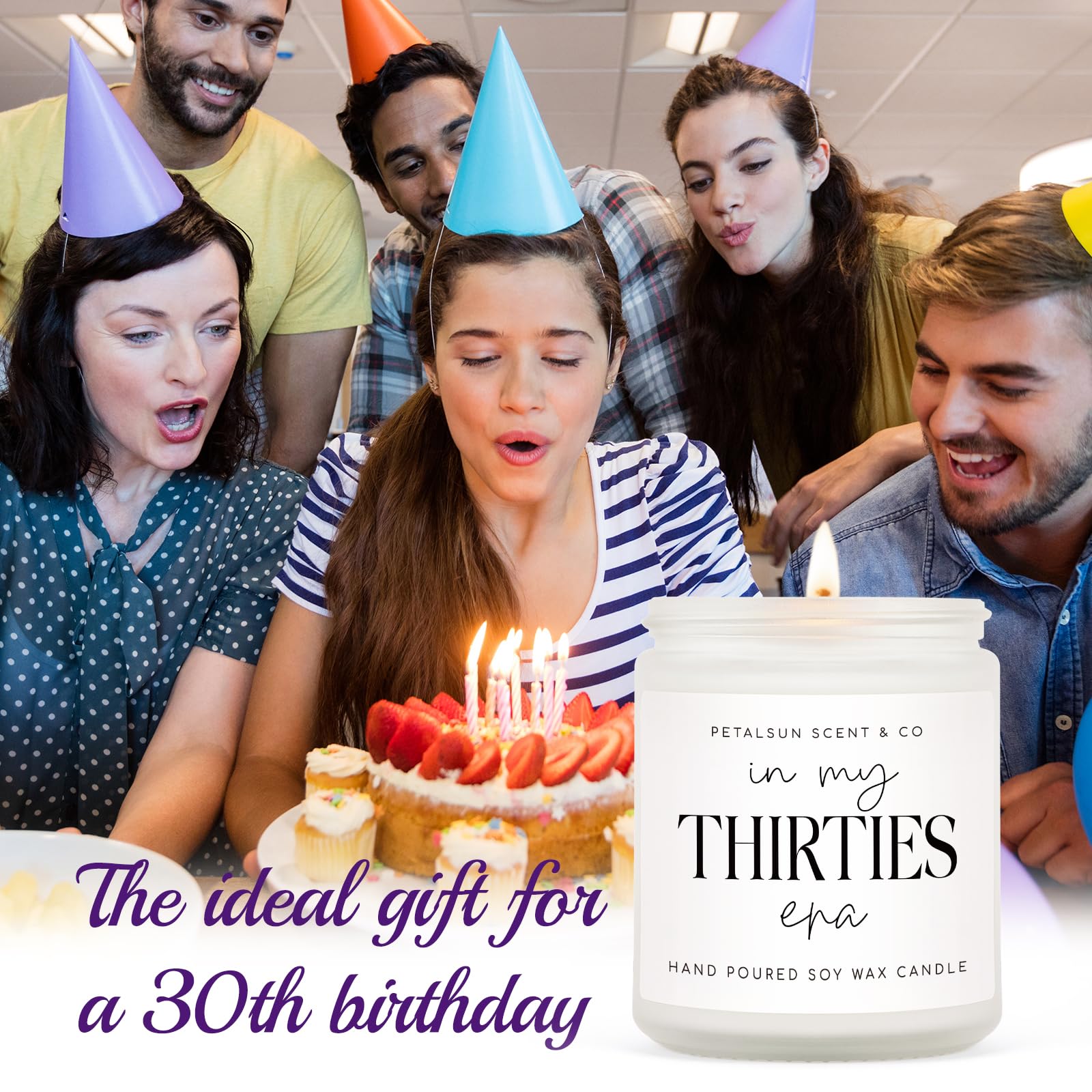 30th Birthday Gifts for Her, in My Thirties Era, 30 Year Old Gifts for Women, Man, Friend, Sister - Handmade Lavender Natural Soy Wax Candle (7oz)