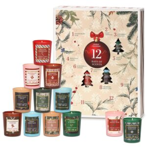 12 days of christmas scented candles advent calendar candle gift, 12pcs 1 oz soy wax candles christmas candle set gift