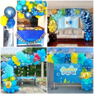 148pcs Cartoon Sponge Balloon Arch Kit, Sponge Birthday Decorations with Yellow Blue Clear Metallic Blue Teal Blue Balloons Pineapple Balloon For Cartoon Sponge Birthday Party Baby Shower Decorations