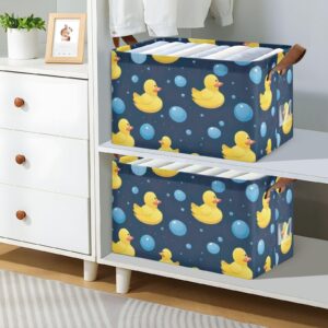 RunningBear Yellow Rubber Ducks Large Storage Bins Storage Basket for Shelves Organizer Bins with Handles for Toys Clothes