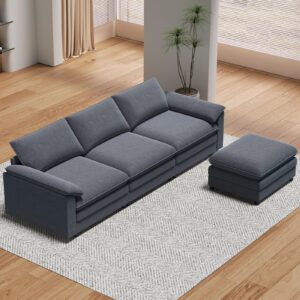 PUREMIND Sectional Sofa, L Shape Sofa, Cloud Couch Dupe with Movable Ottoman, 3-Seat Sofa for Living Room and Apartment,117'' (Dark Grey)