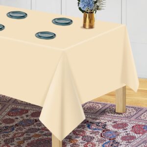 byojia 8Pcs Beige Plastic Tablecloths for Rectangle Tables, Plastic Table Cover Disposable Ivory Party Table Cloths for Wedding Birthday Baby Shower Anniversary Christmas Party Decorations (54 x108)