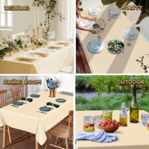 byojia 8Pcs Beige Plastic Tablecloths for Rectangle Tables, Plastic Table Cover Disposable Ivory Party Table Cloths for Wedding Birthday Baby Shower Anniversary Christmas Party Decorations (54 x108)