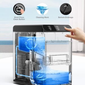 WIE Nugget Countertop Ice Maker, 37lbs/24H Soft Chewable Pebble Portable Ice Machine, One-Click Self-Cleaning Sonic Ice,for Home Kitchen Office, LED Night Light Ice Basket/Ice Scoop Stainless Steel