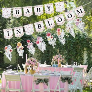 Heboland Baby in Bloom Banner Baby Shower Decorations for Girls, Wildflowers Baby Shower Decorations Hanging Banner Sign Party Supplies