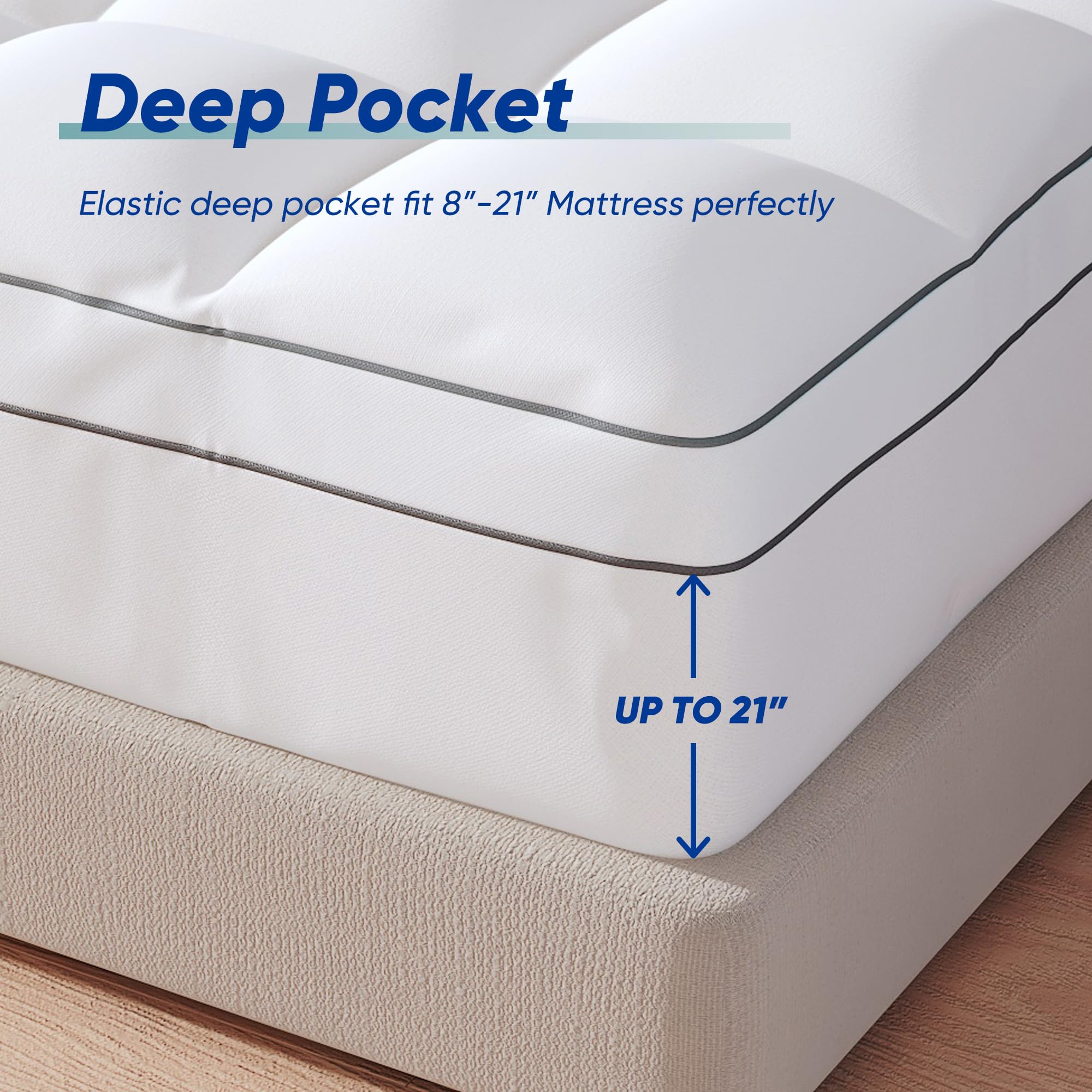 Memory Foam Mattress Topper King 4 Inch, Dual Layer 2 Inch Gel Memory Foam Plus 2 Inch Cooling Pillow Top Mattress Pad with 8-21 Inch Deep Pocket, Comfort Support for Back Pain