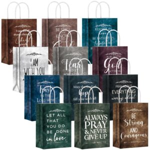 skyygemm 12 pcs christian religious paper gift bags bulk bible verse treat bags with handles sunday school inspirational scripture bags for church women first communion baptism party supplies