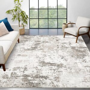 royhome washable rug 9x12 modern abstract accent rug non slip rug for living room stain resistant throw rug low pile accent rug bedroom rug indoor floor cover for office home decor, taupe/beige