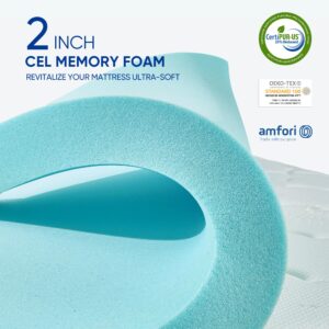 Memory Foam Mattress Topper California King 4 Inch, Dual Layer 2 Inch Gel Memory Foam Plus 2 Inch Cooling Pillow Top Mattress Pad with 8-21 Inch Deep Pocket, Comfort Support for Back Pain