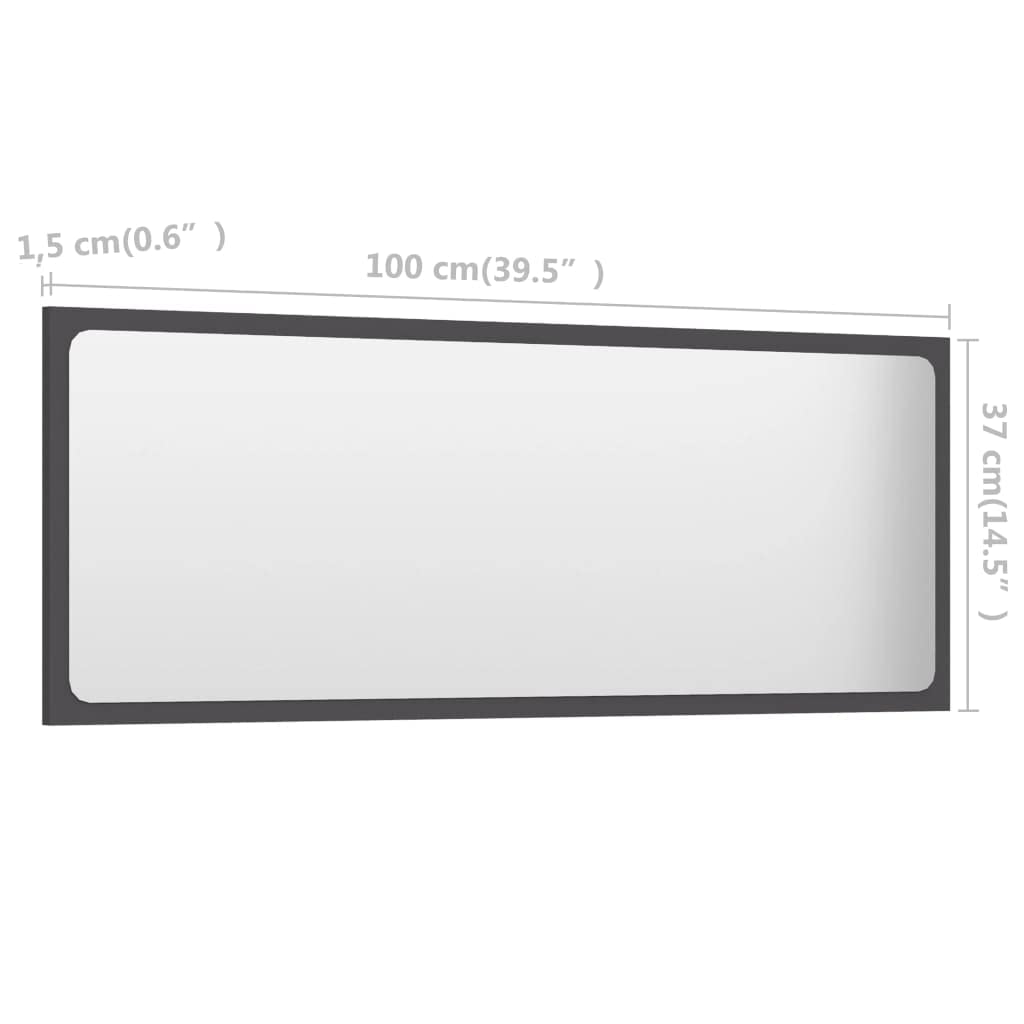 YELWHI Bathroom Mirror Gray 39.4"x0.6"x14.6" Engineered Wood,Modern Contemporary Acrylic Wall Mirror: Style and Functionality for Your Bathroom Bath Vanities, Bathroom Improvement