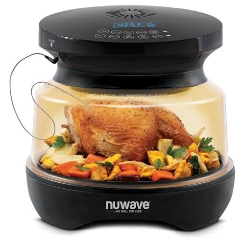 Nuwave Infra-Red Primo Grill Oven, Integrated Smart Thermometer, Nonstick Grill Bottom & Convection Top for Surround Cooking, Cook Fresh or Frozen, Durable Power Dome Included