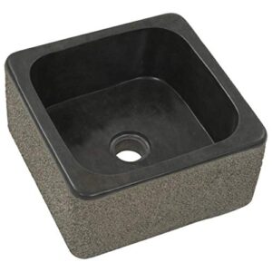 Sink 11.8"x11.8"x5.9" Riverstone Black,River Stone Sink Handmade Naturally-derived Stone Basin for Bathroom or Washroom Bathroom Fixtures, Bathroom Sinks