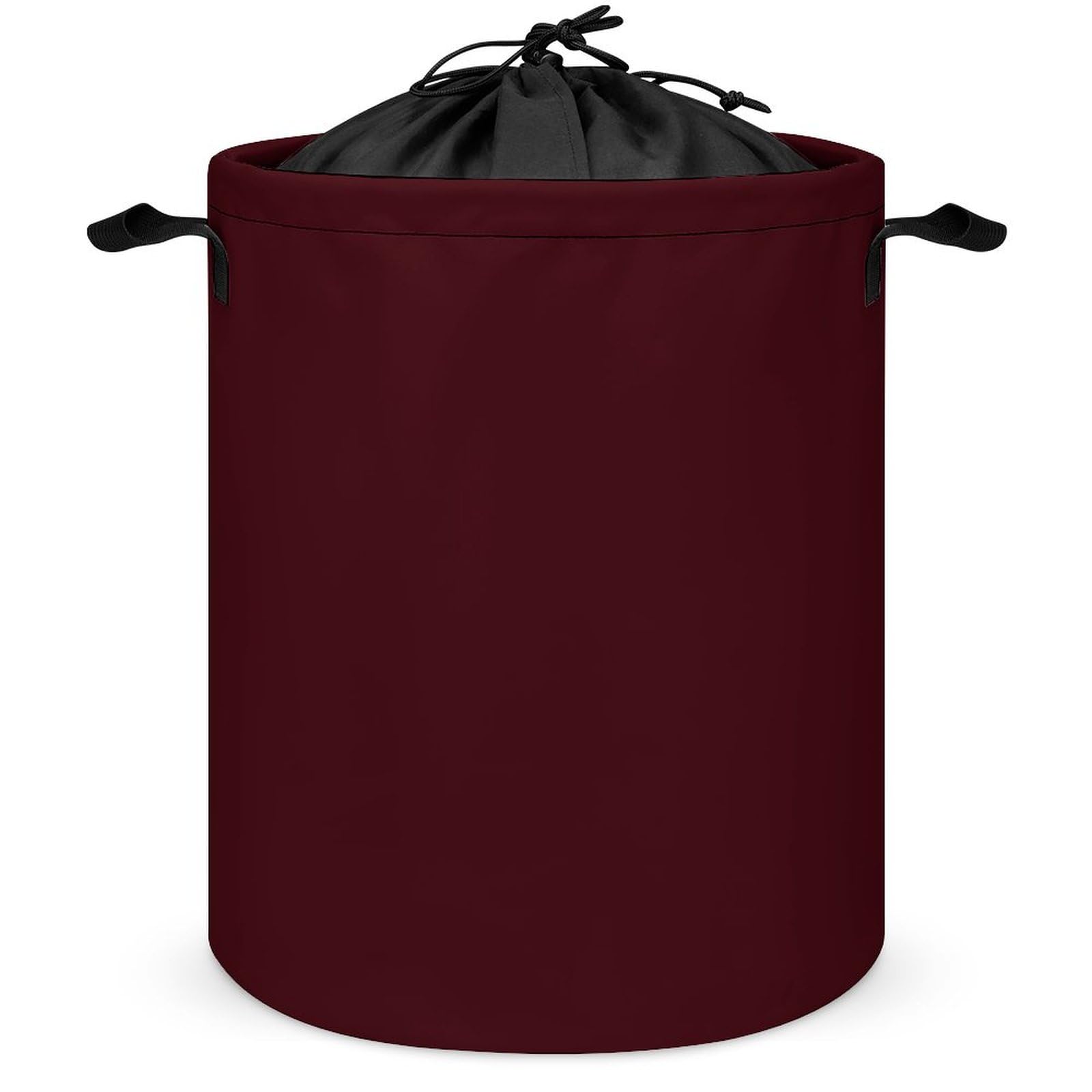 Large Laundry Hamper Bag, Solid Dark Red Maroon Laundry Basket with Drawstring Collapsible Dirty Clothes Storage Washing Bin for Bathroom, Dorm Essentials