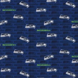 Seattle Seahawks Cotton Fabric - NFL Team Logo Cotton Fabric by The Yard, Fat Quarter, Half Yard, 1 Yard, 2 Yard Cuts