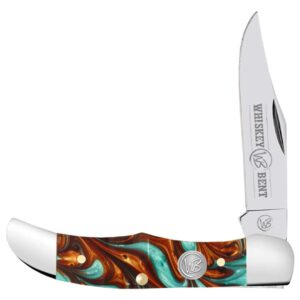 whiskey bent hat co. mini hunter folding pocket knife 2.75" closed length 440c stainless steel blade (copper canyon)