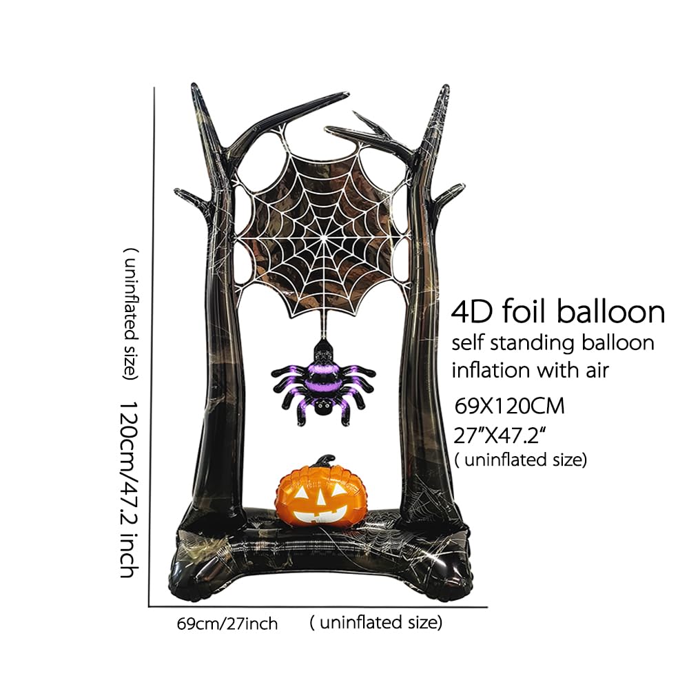 42" 4D Foil Halloween Balloons with Spider Pumpkin Tree Standable Style,Halloween Decorations Halloween Party Supplies